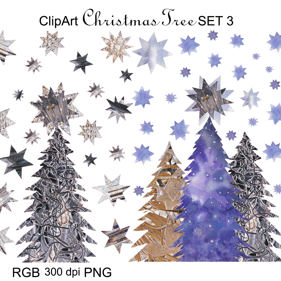 Clipart Illustrations Silver Purple Silver Christmas Tree | Inspire Uplift