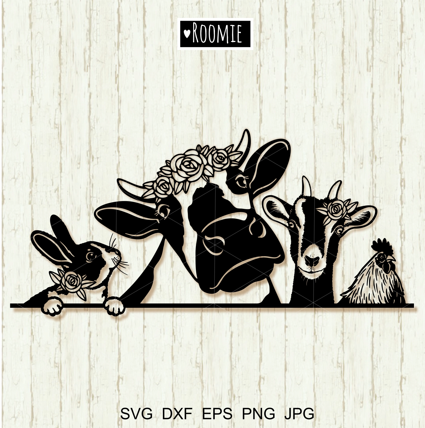 Farm Animals With Flowers Svg For Cricut, Cow Bunny Goat Chi - Inspire ...