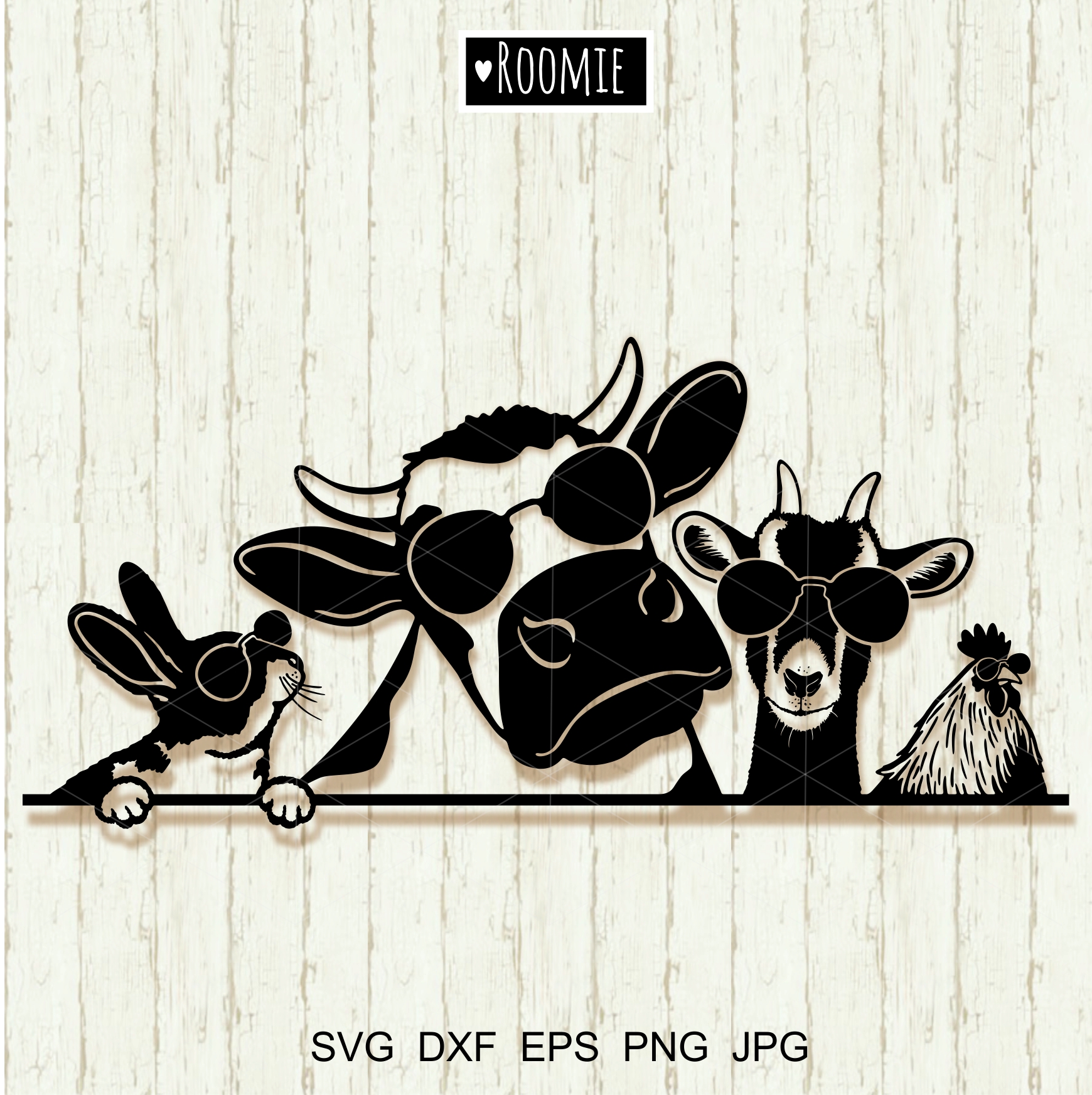 Cool Farm Animals With Sunglasses Svg For Cricut, Cow Bunny | Inspire ...