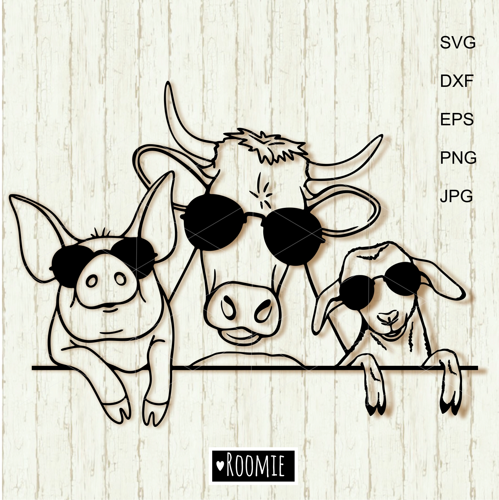 Farm Animals With Sunglasses Svg Cricut, Cow Pig Goat Svg, F | Inspire ...