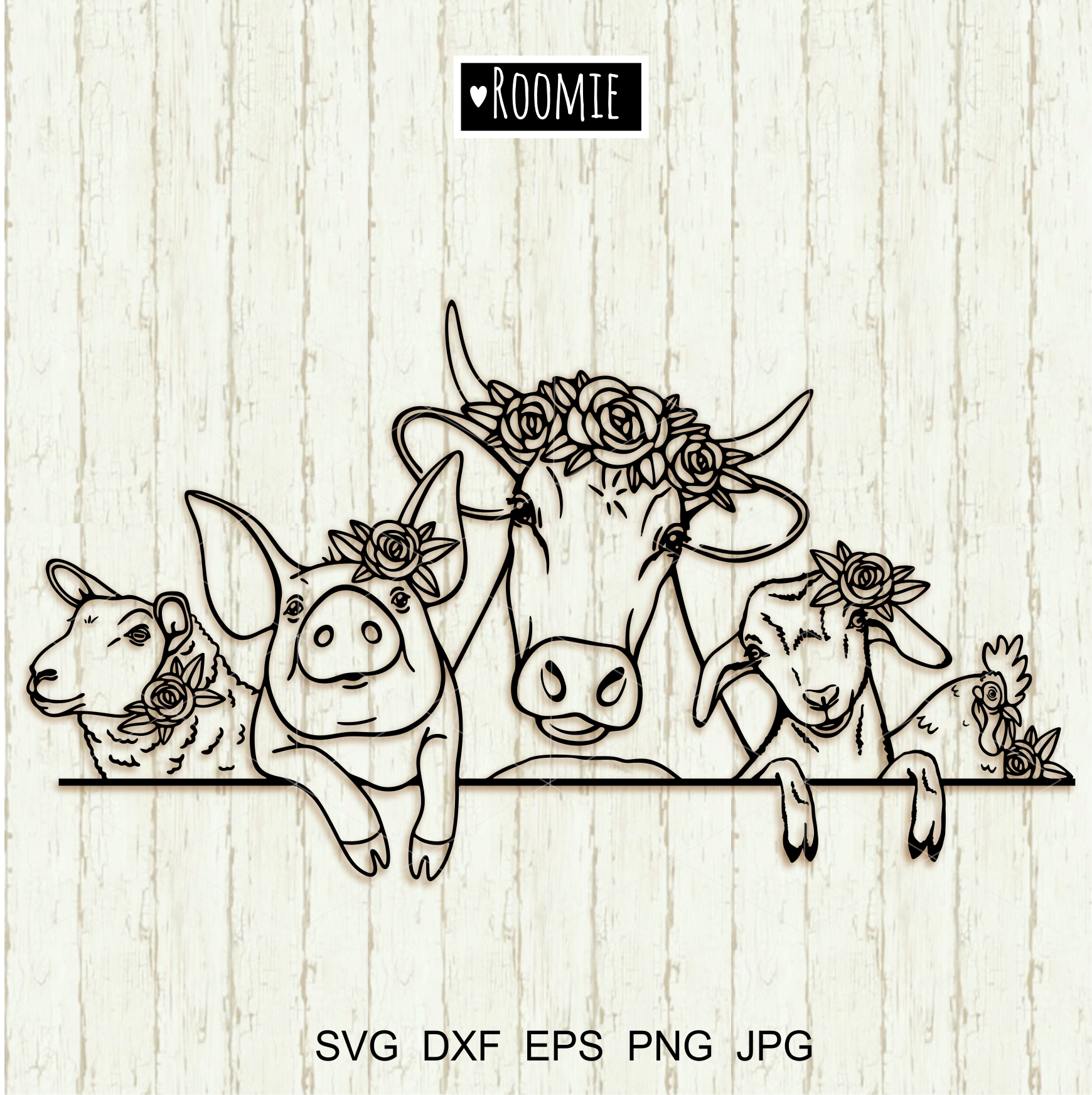 Farm Animals With Flowers Cricut SVG, Cow Pig Sheep Goat Roo | Inspire ...