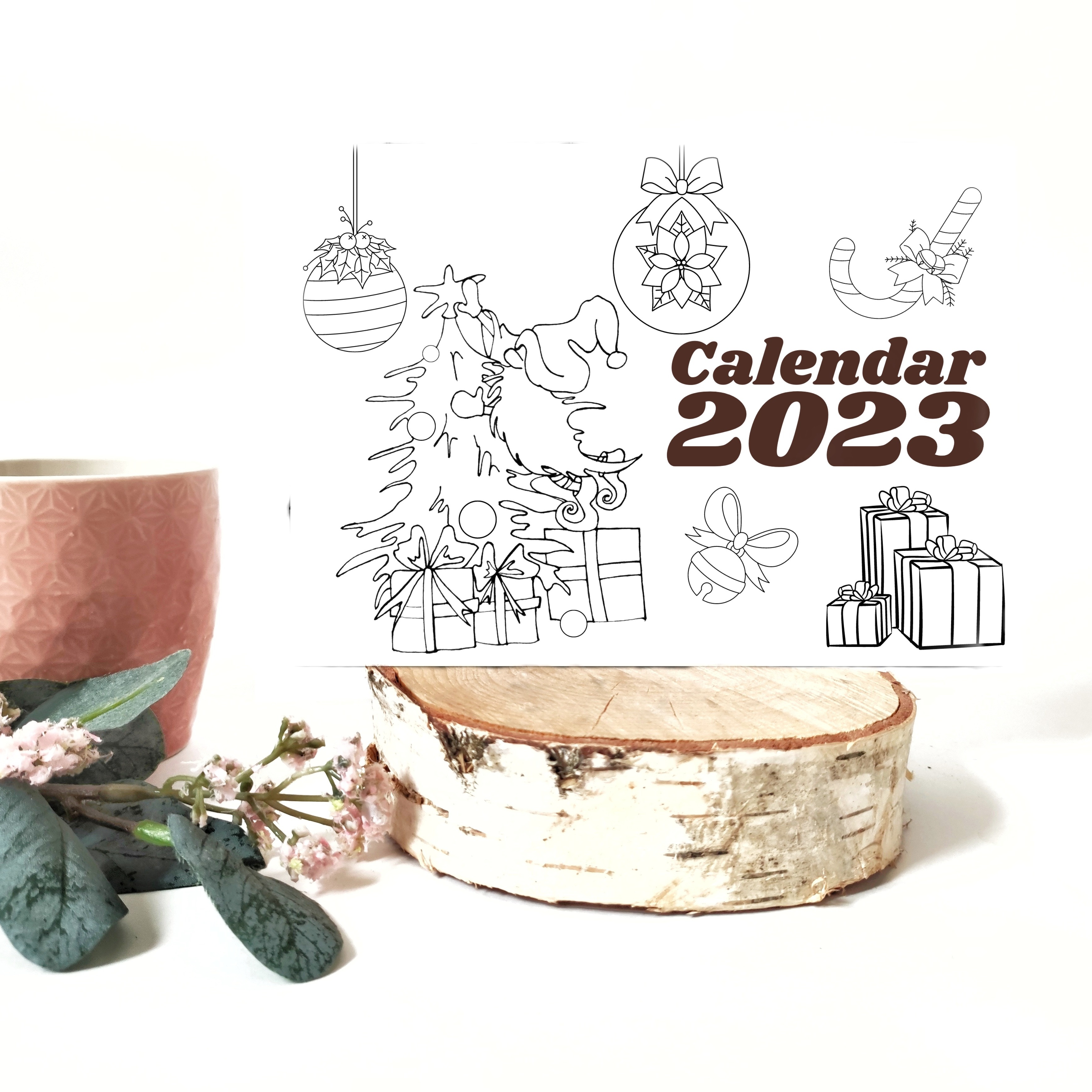 Christmas Calendar 2023 Coloring with Gnomes Printable Desk - Inspire ...