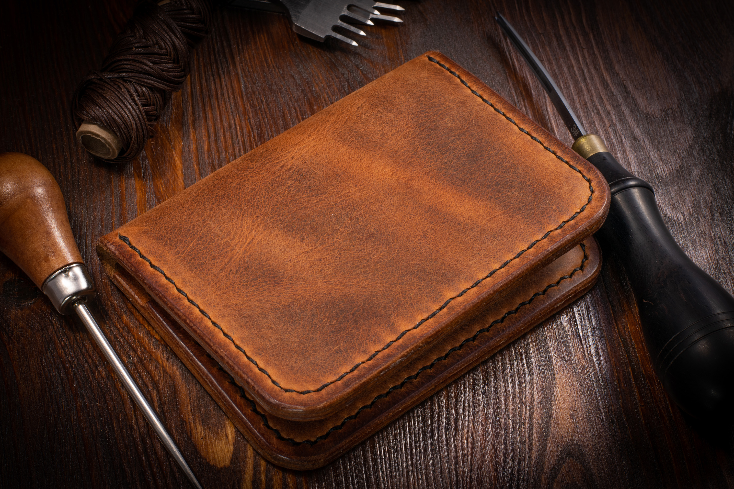 Handmade leather wallet - card case no. 1 - Inspire Uplift
