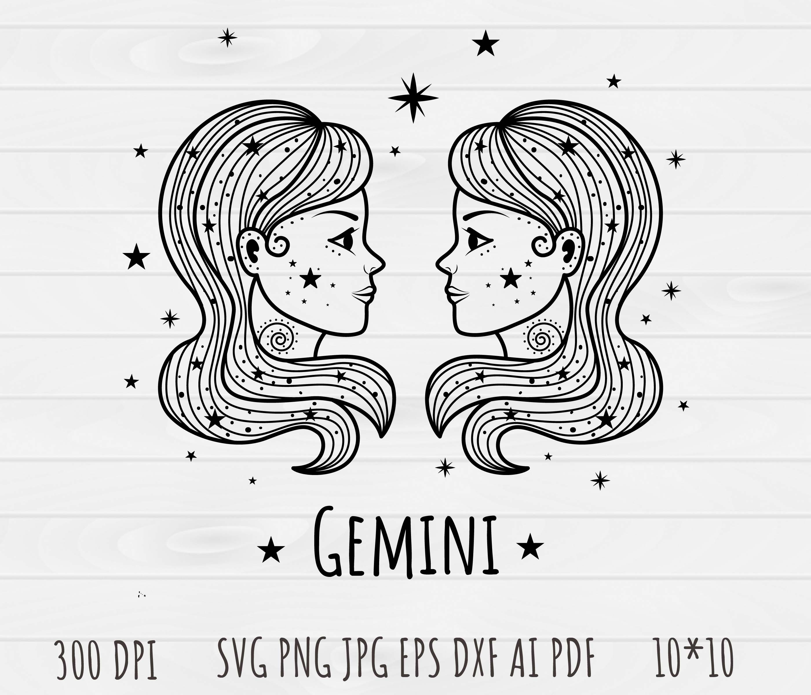 Gemini Outline SVG, Gemini clip art, Outline, SVG File, hand | Inspire ...