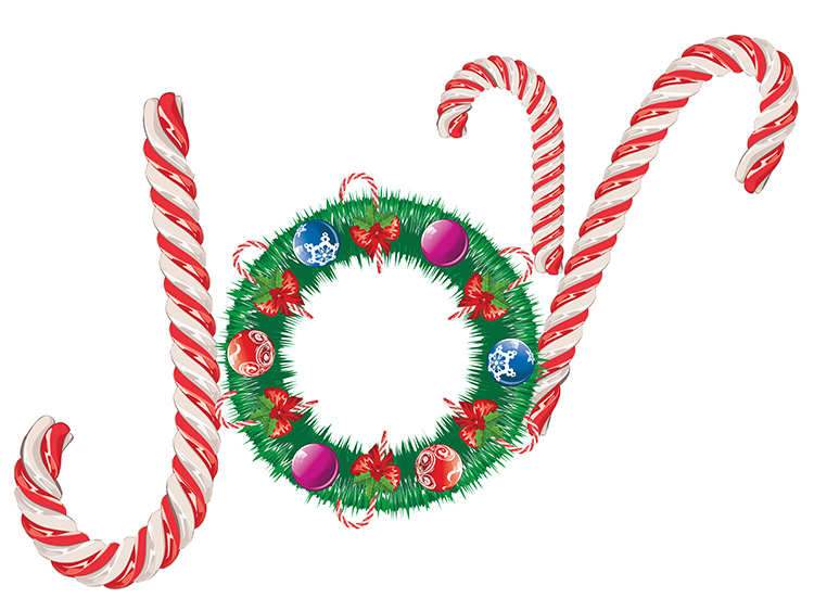 The word joy made out of sweet candy canes | Inspire Uplift