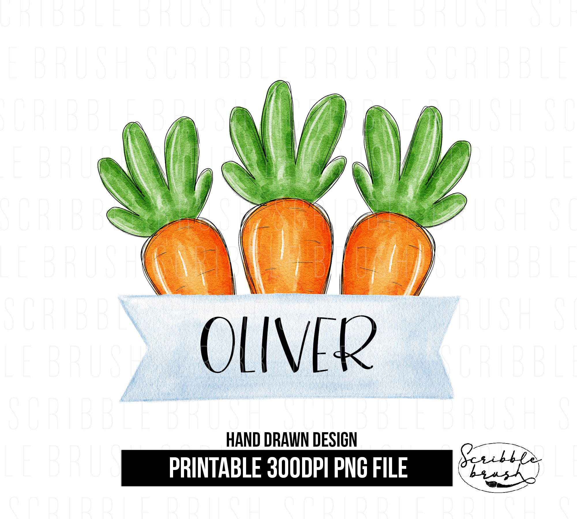 Easter Carrots Blue Name Plate Sublimation PNG Design | Inspire Uplift
