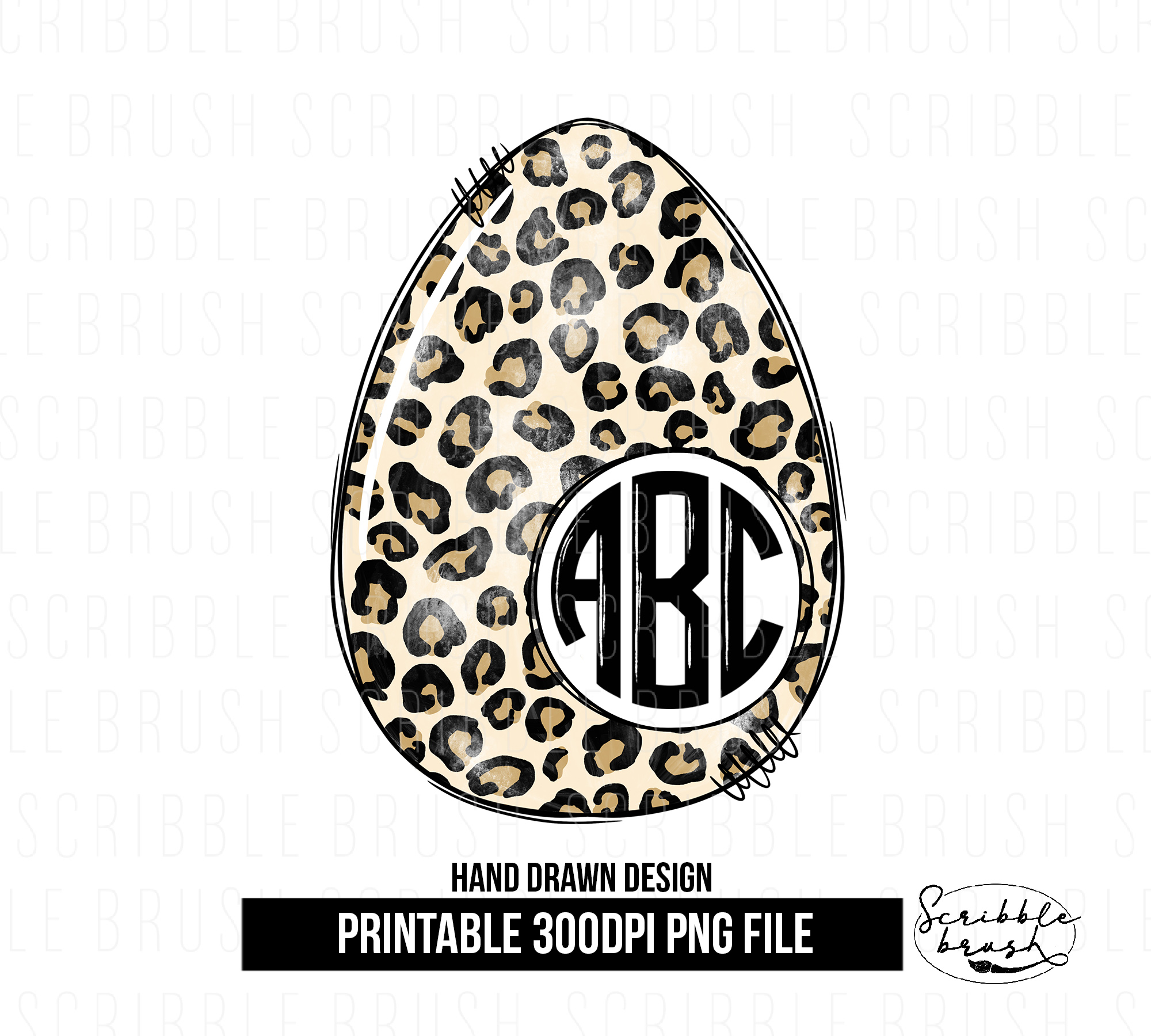 Leopard Print Easter Egg Circle Monogram Sublimation PNG Des - Inspire ...
