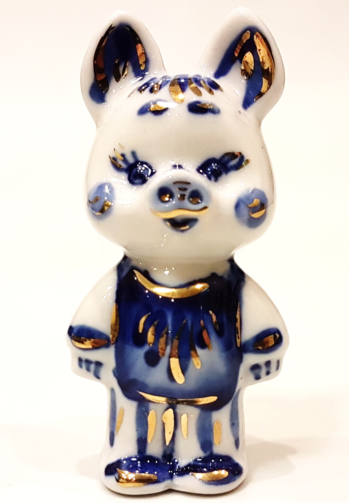 USSR Vintage GZHEL PIG Hand Painted Porcelain Figurine Gildi | Inspire ...