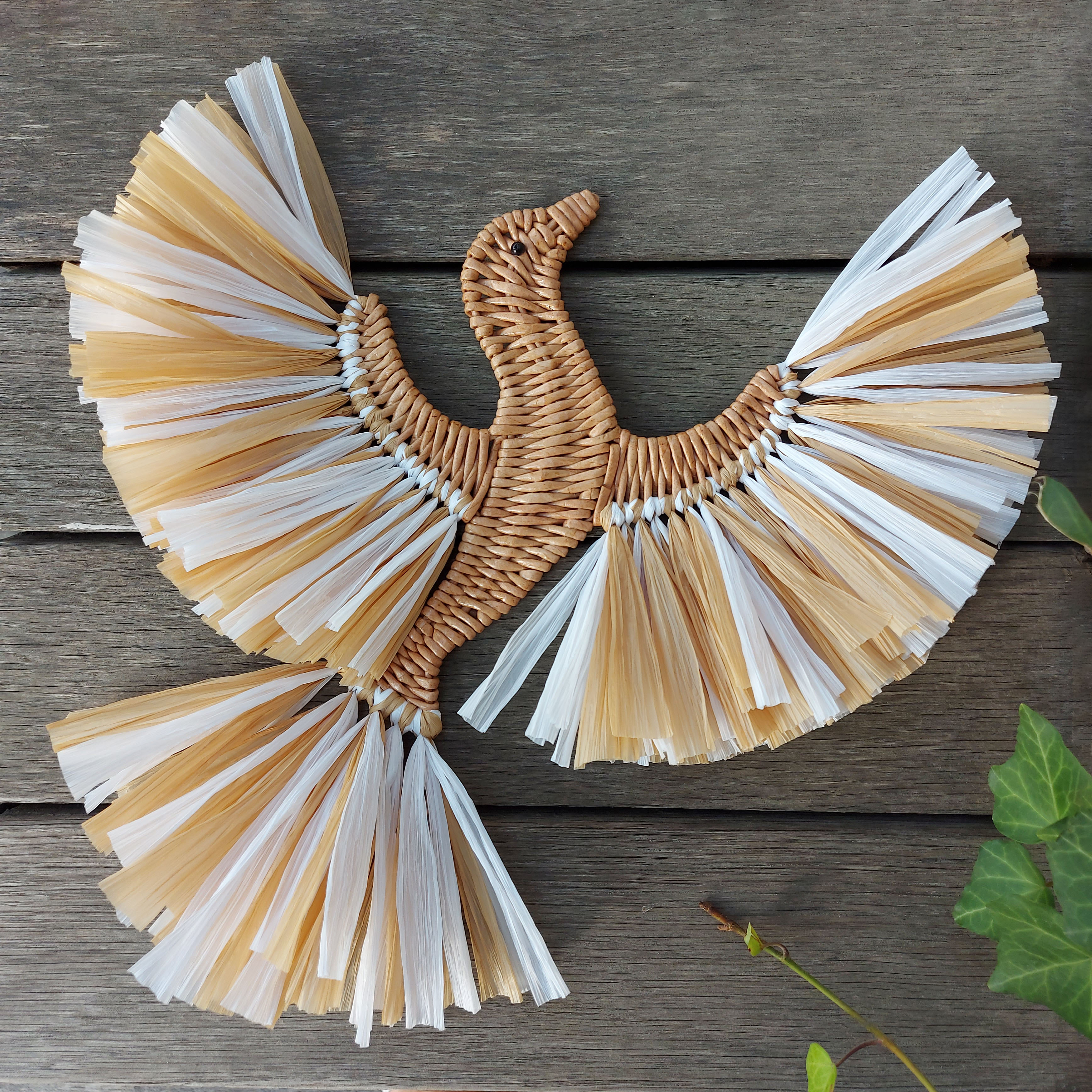 Bird for wall decor. Wicker bird handmade wiht raffia. Boho | Inspire ...