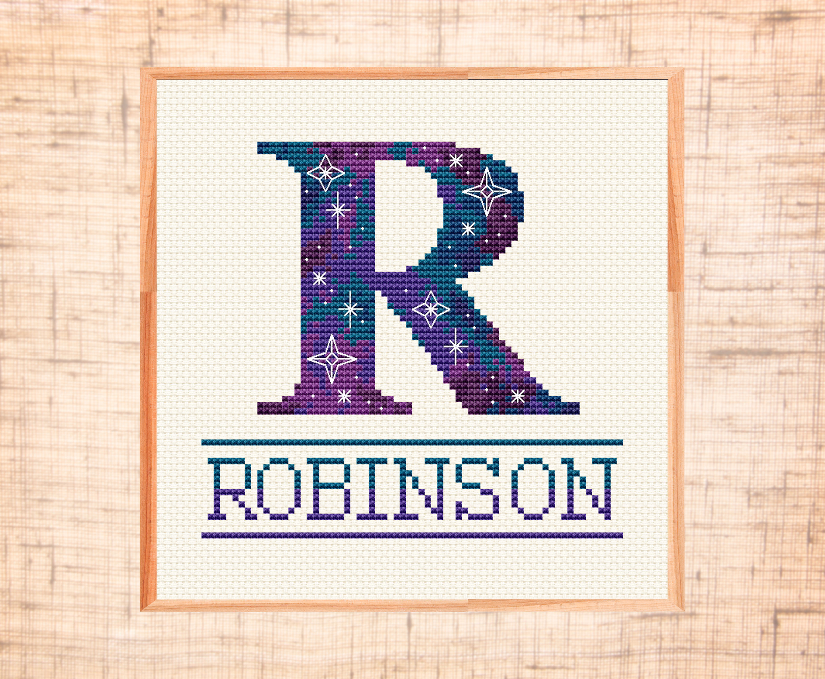 Monogram R cross stitch pattern, Letter cross stitch, Galaxy | Inspire ...