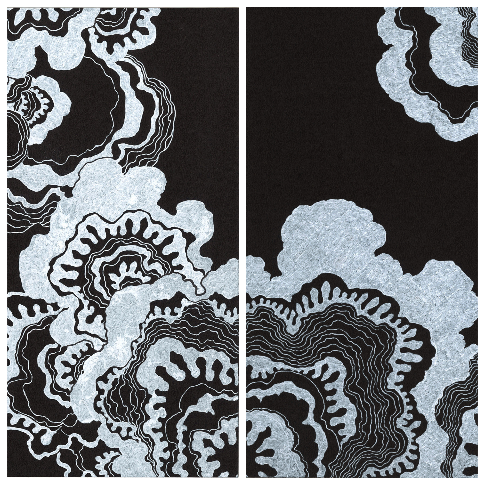 Flowers of rock Diptych Original Ink drawing 11.4 x 8.3 in | Inspire Uplift