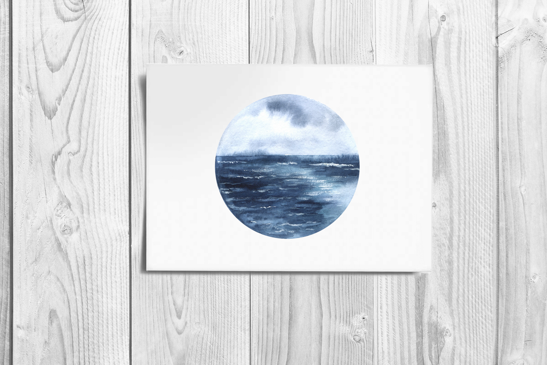 Watercolor postcard with the sea. Postcard with the sea. Med - Inspire ...