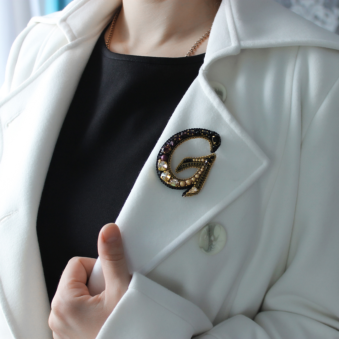 Embroidered Letter Brooch Handmade. Beaded Name Pin. Custom | Inspire ...