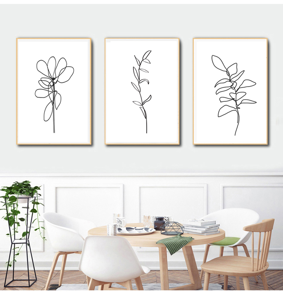 Plant Line Drawing Minimal Line Art Set of 3 Prints Leaf Art | Inspire ...
