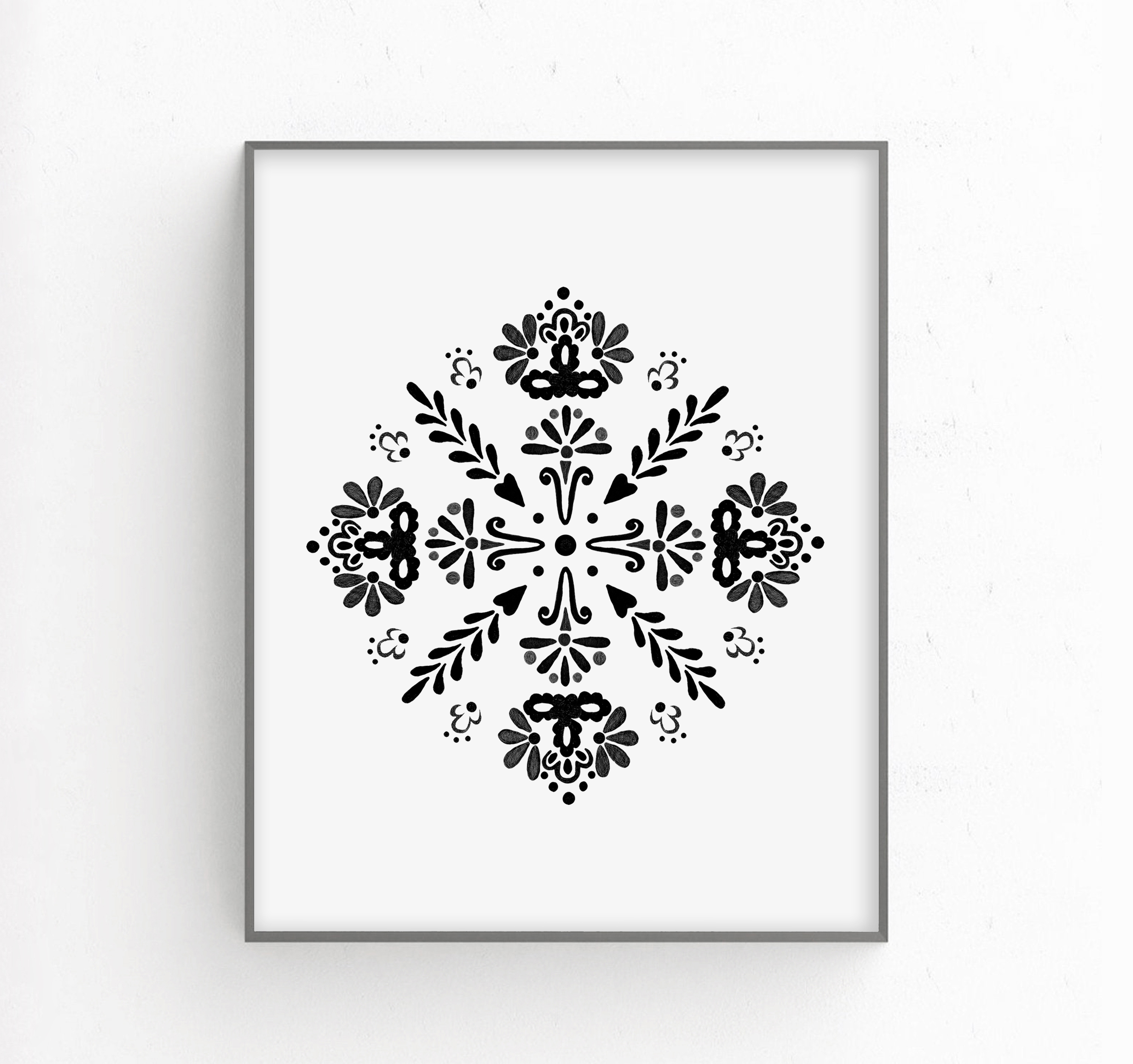 Black and white snowflake print, Monochrome art, Snowflake p | Inspire ...