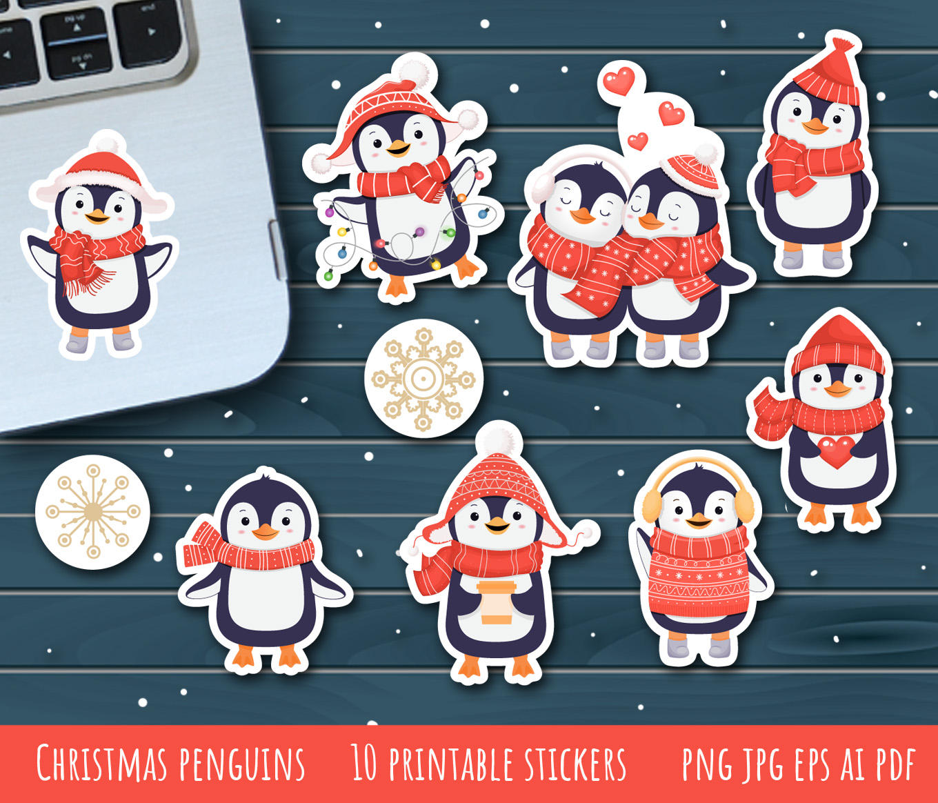 Christmas penguins stickers, Printable stickers designs, Ins | Inspire ...