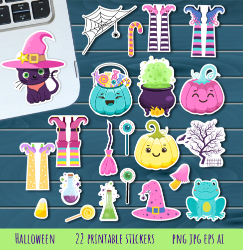 Halloween stickers, Printable stickers designs, Instant Down - Inspire ...