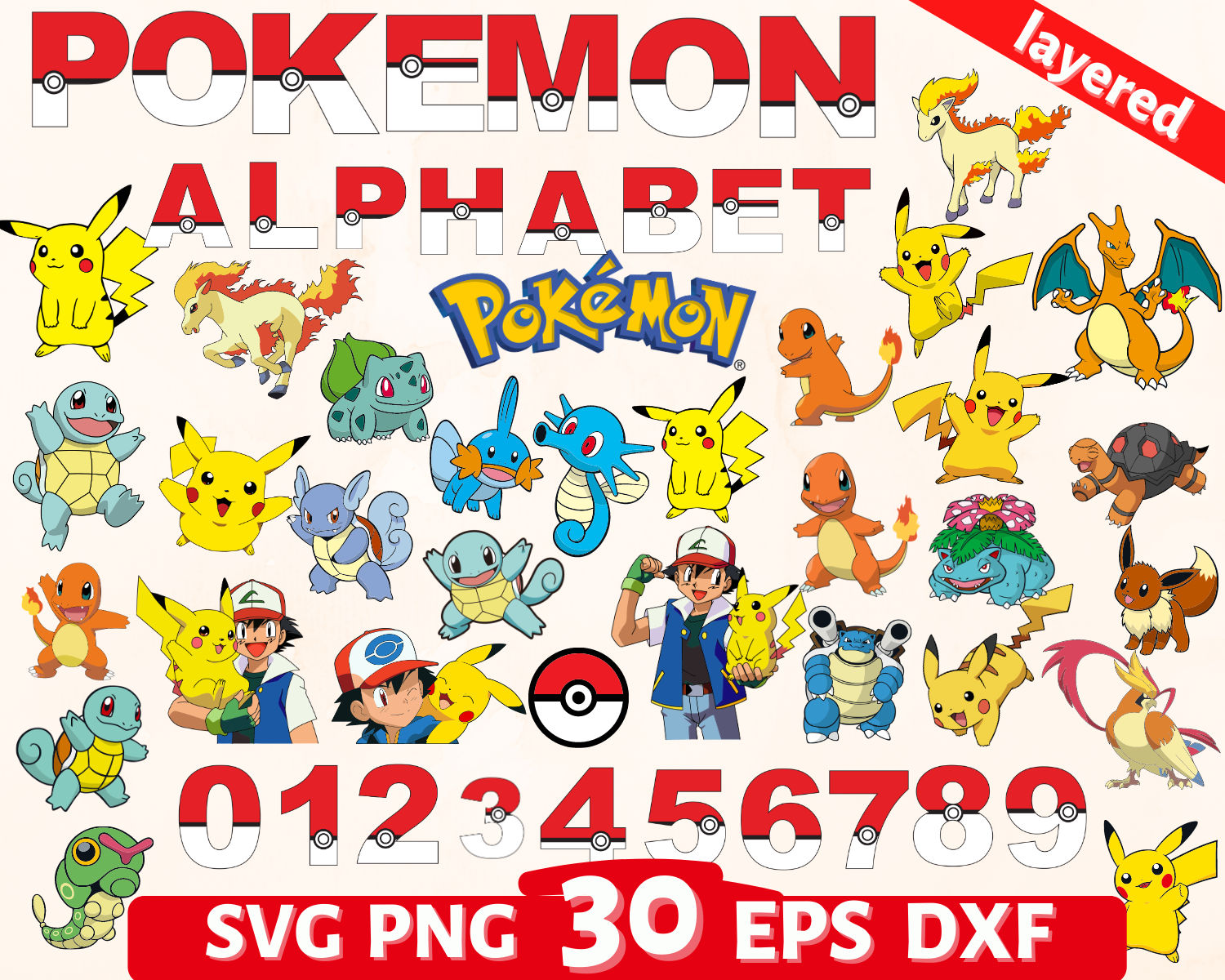 Big SVG Bundle, Digital Download, Pokemon Alphabet, Pokemon | Inspire ...