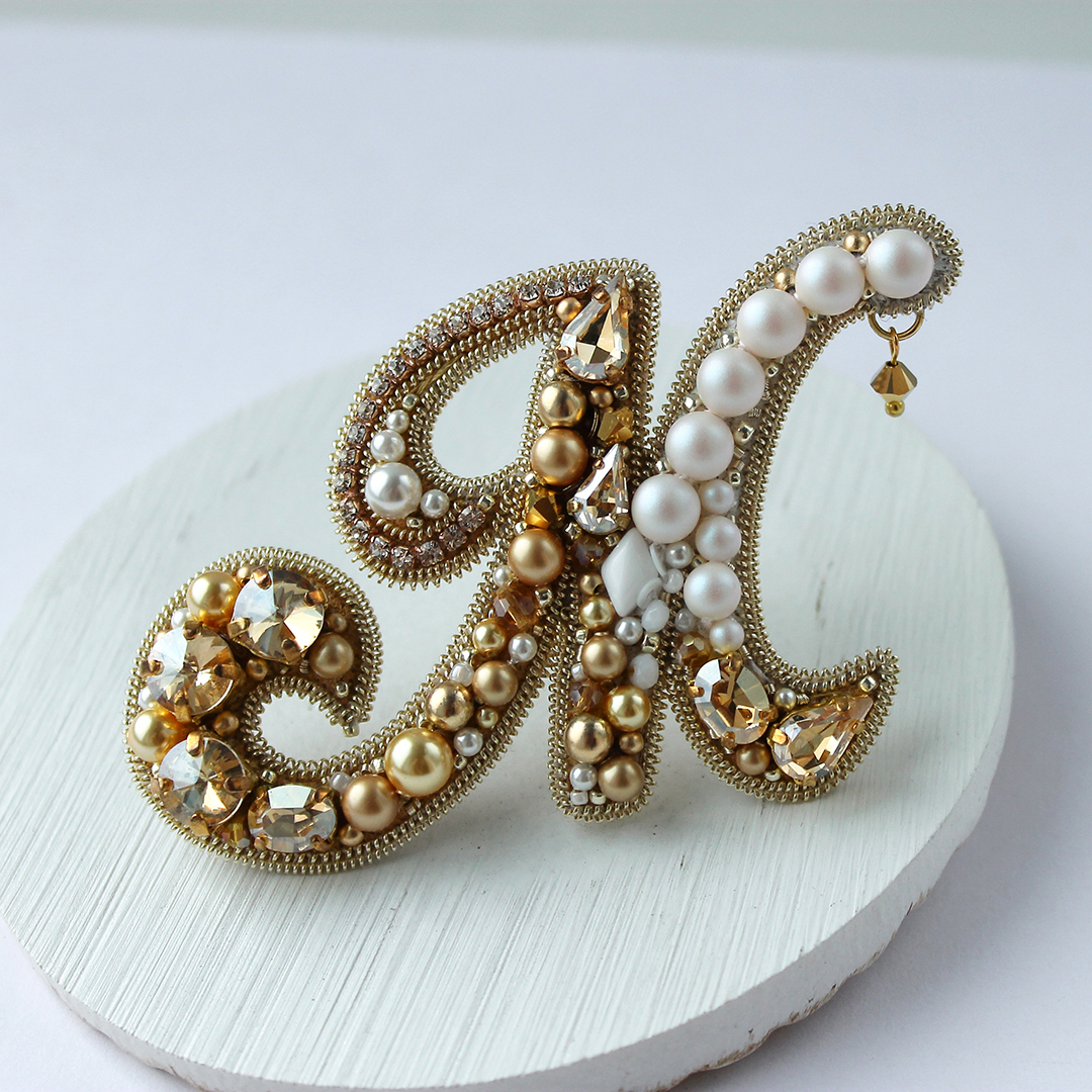 Gold Letter Brooch Pin Handmade. Embroidered Initial Brooch. | Inspire ...