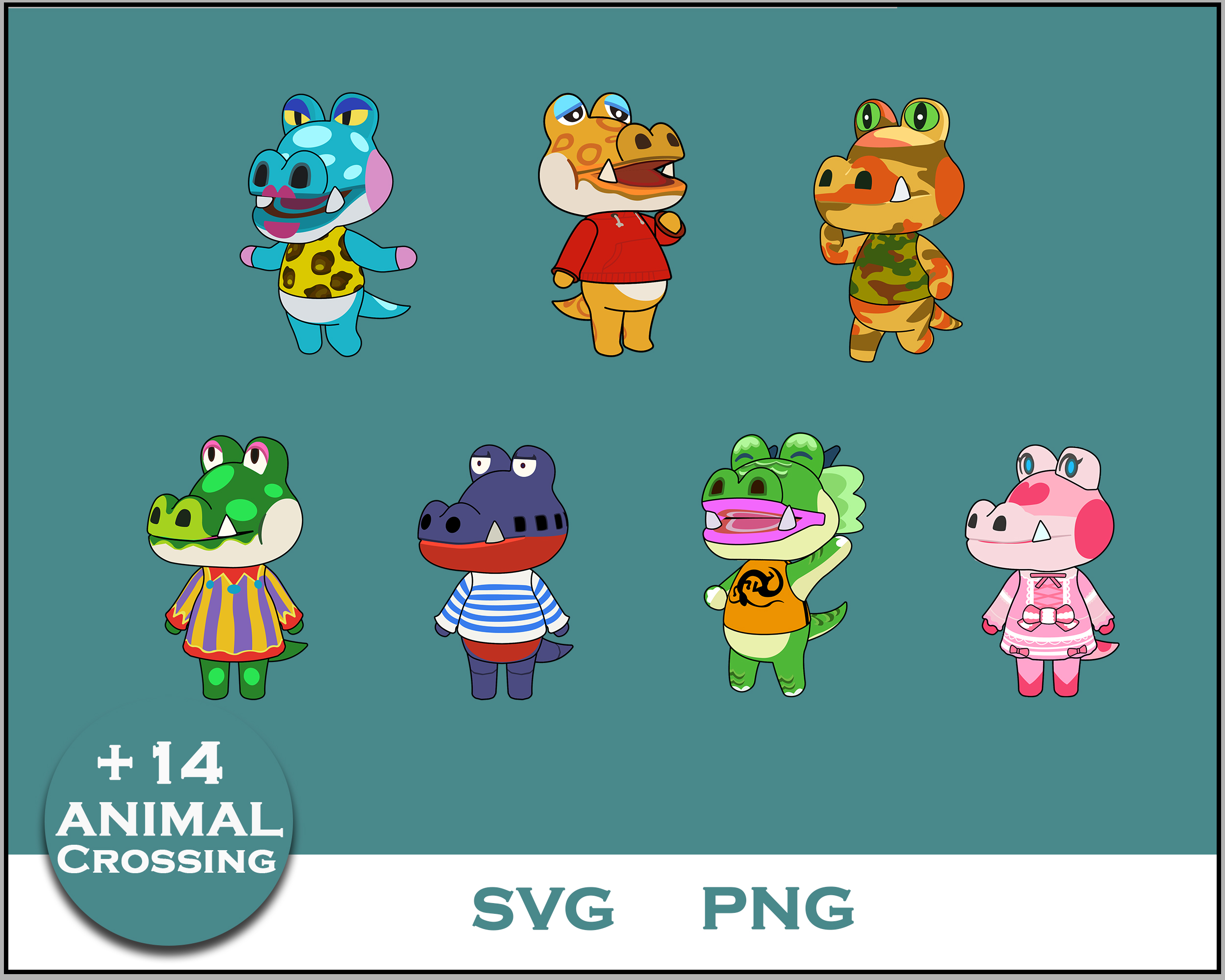 Alligator Animal Crossing Bundle SVG, Alligator SVG, Cartoon - Inspire ...
