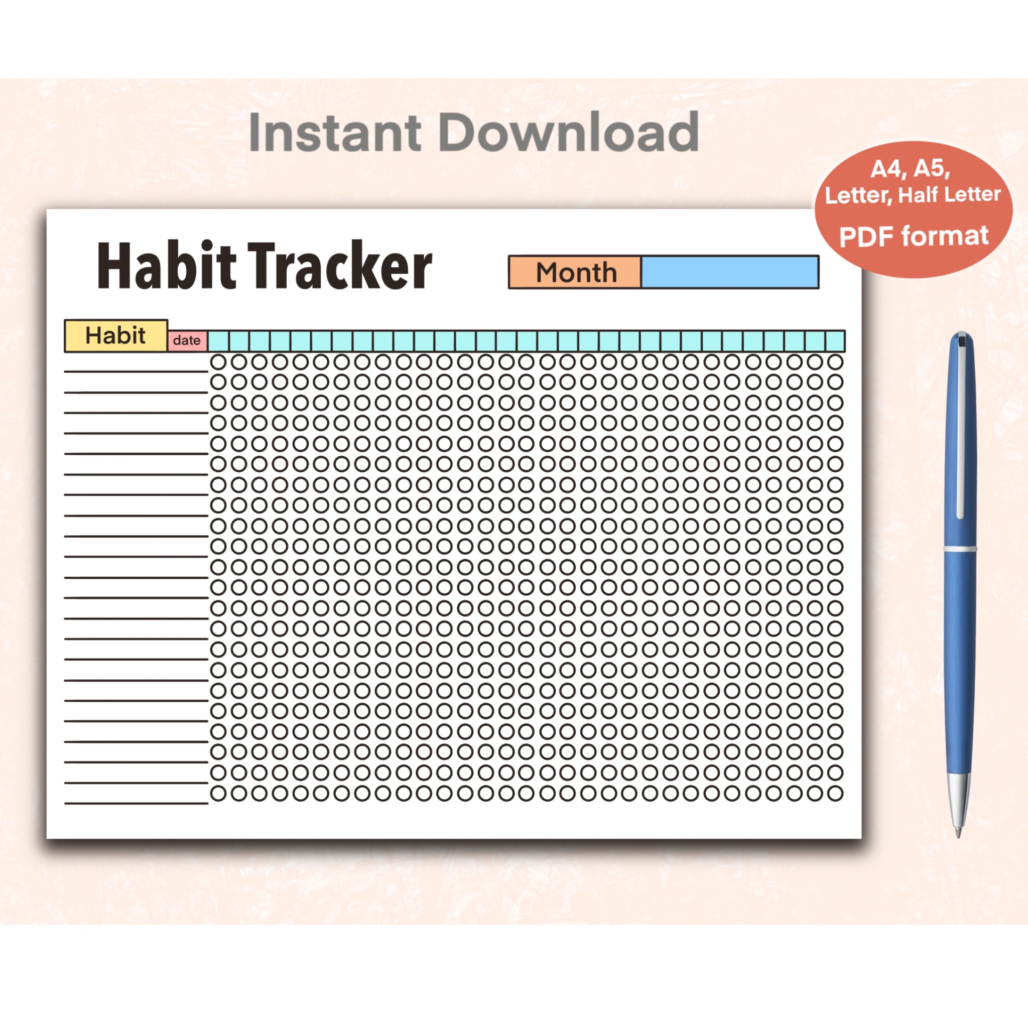 Habit Tracker, Printable Habit Tracker, Monthly Habit Tracke | Inspire ...