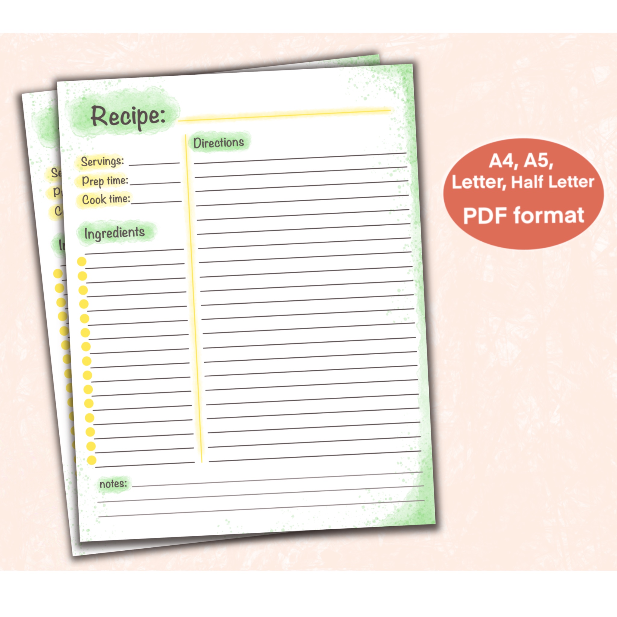 Recipe Template, Printable Recipe, Recipe Page, Cookbook Tem | Inspire ...