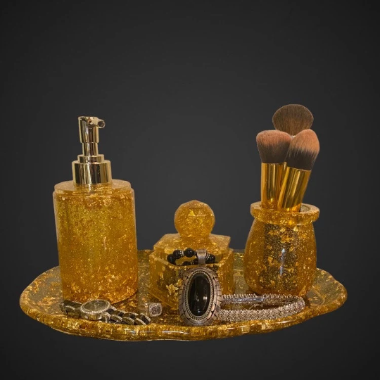 Vanity tray set with soap pump dispenser tooth brush holder - Inspire ...