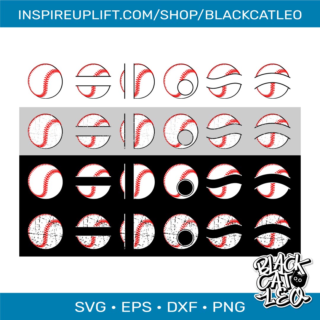 Baseball SVG Bundle. Distressed split baseball ball set. | Inspire Uplift