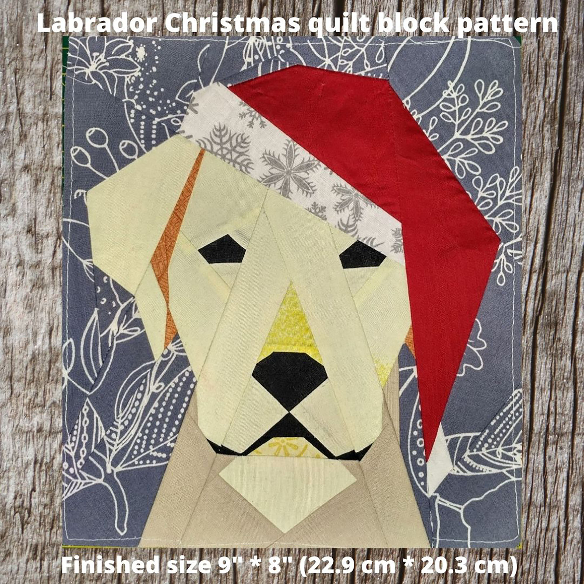 Labrador Christmas quilt block PDF pattern | Inspire Uplift