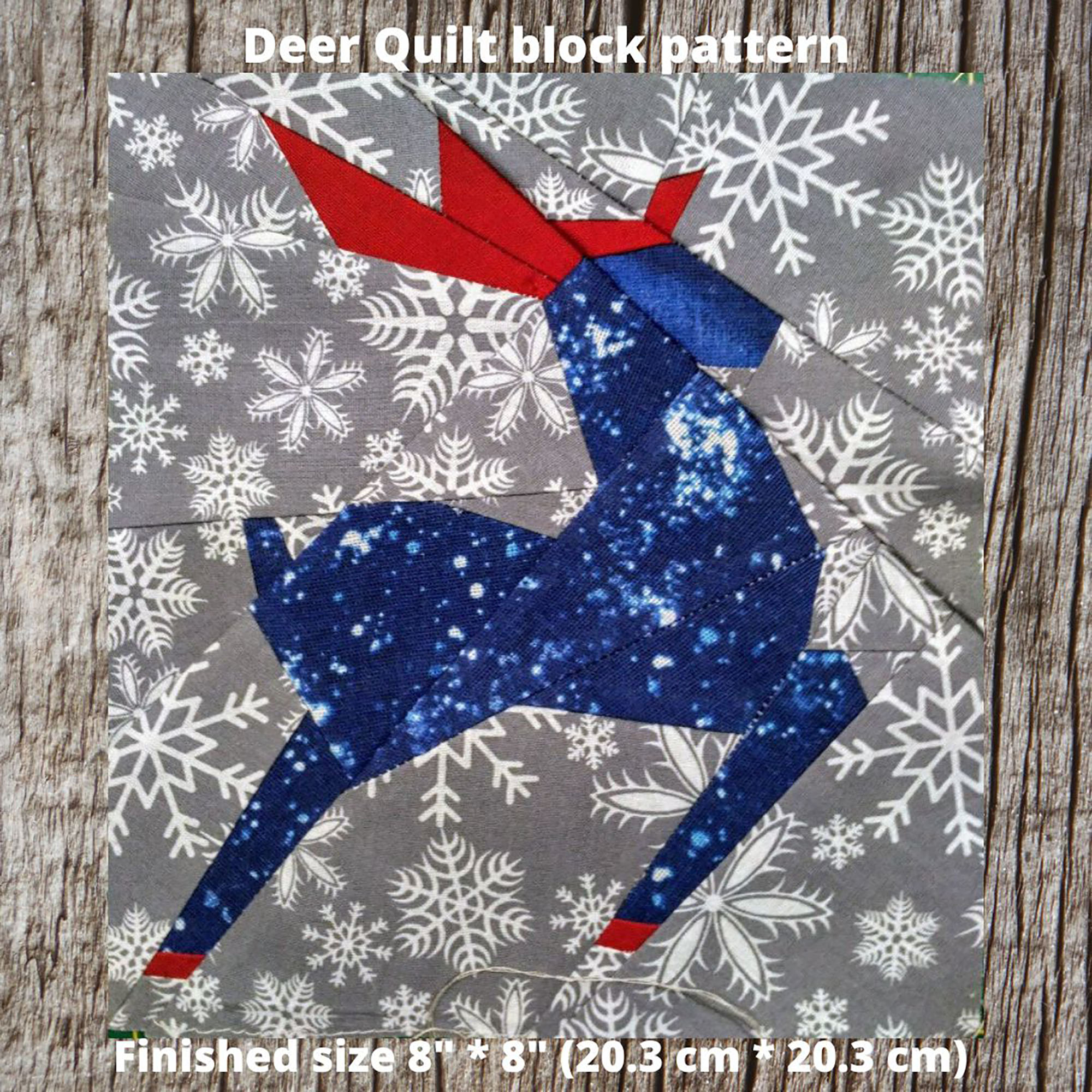 8in Christmas Deer Quilt block PDF pattern in technology Pap | Inspire ...