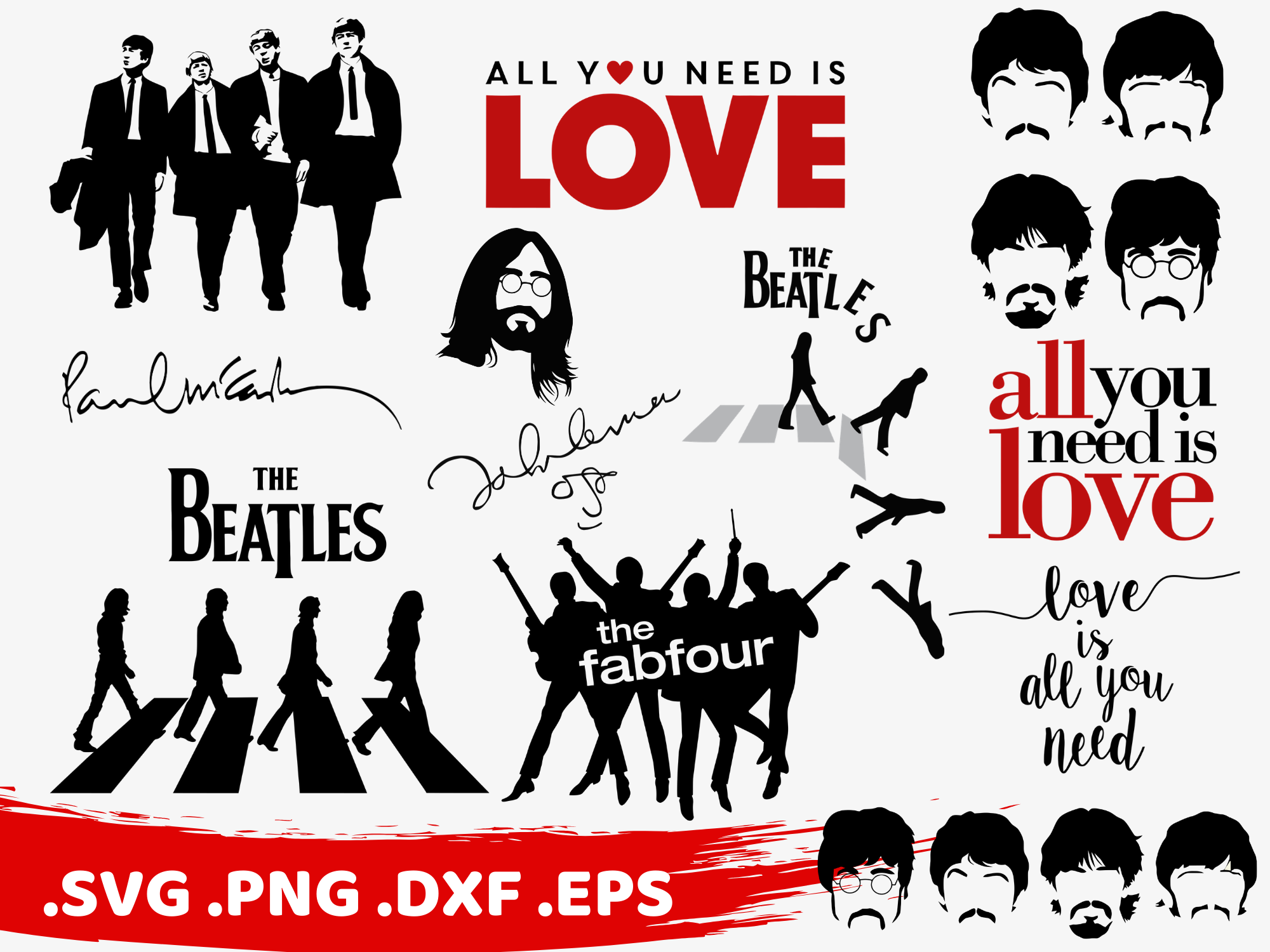 Big SVG Bundle, Digital Download, the Beatles svg, John Lenn | Inspire ...