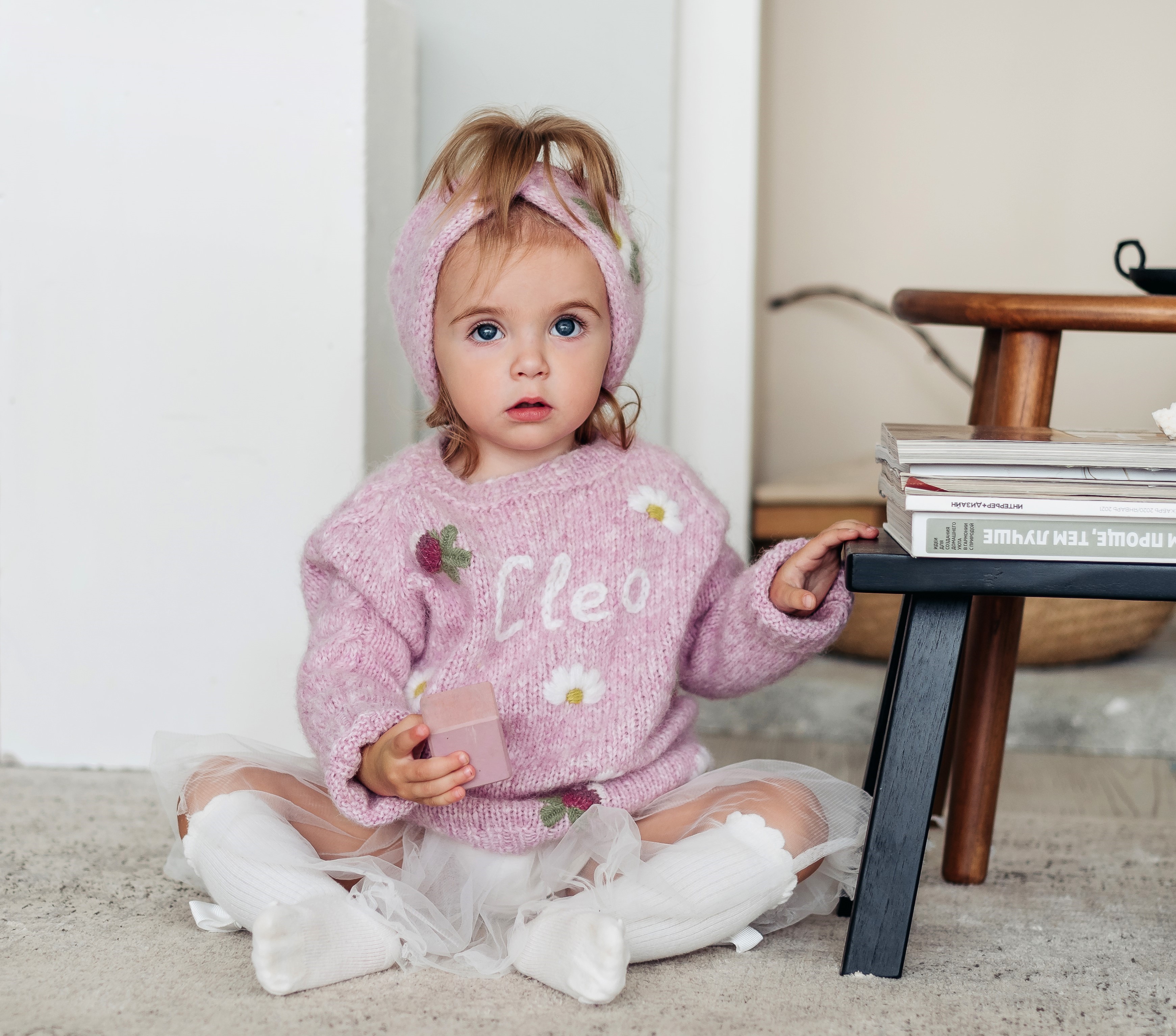 Handmade knit baby sweater with an embroidered name. Persona | Inspire ...