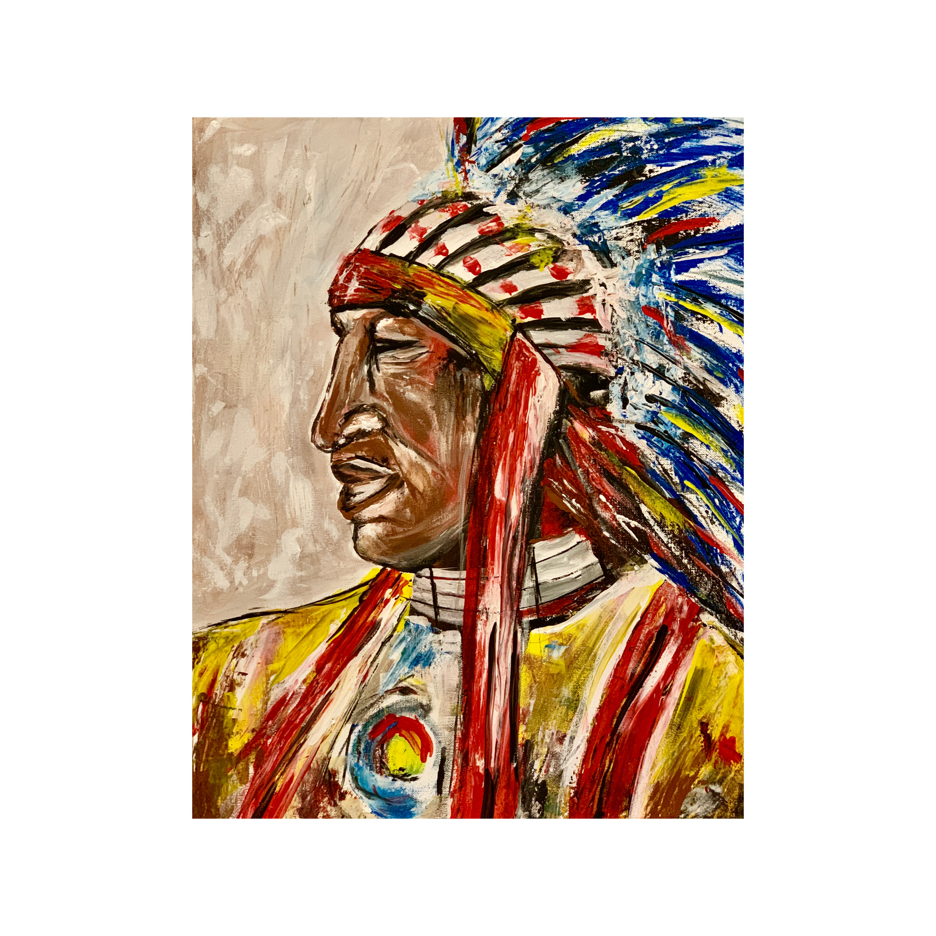 Native American Painting Original Art on Canvas Native Ameri | Inspire ...