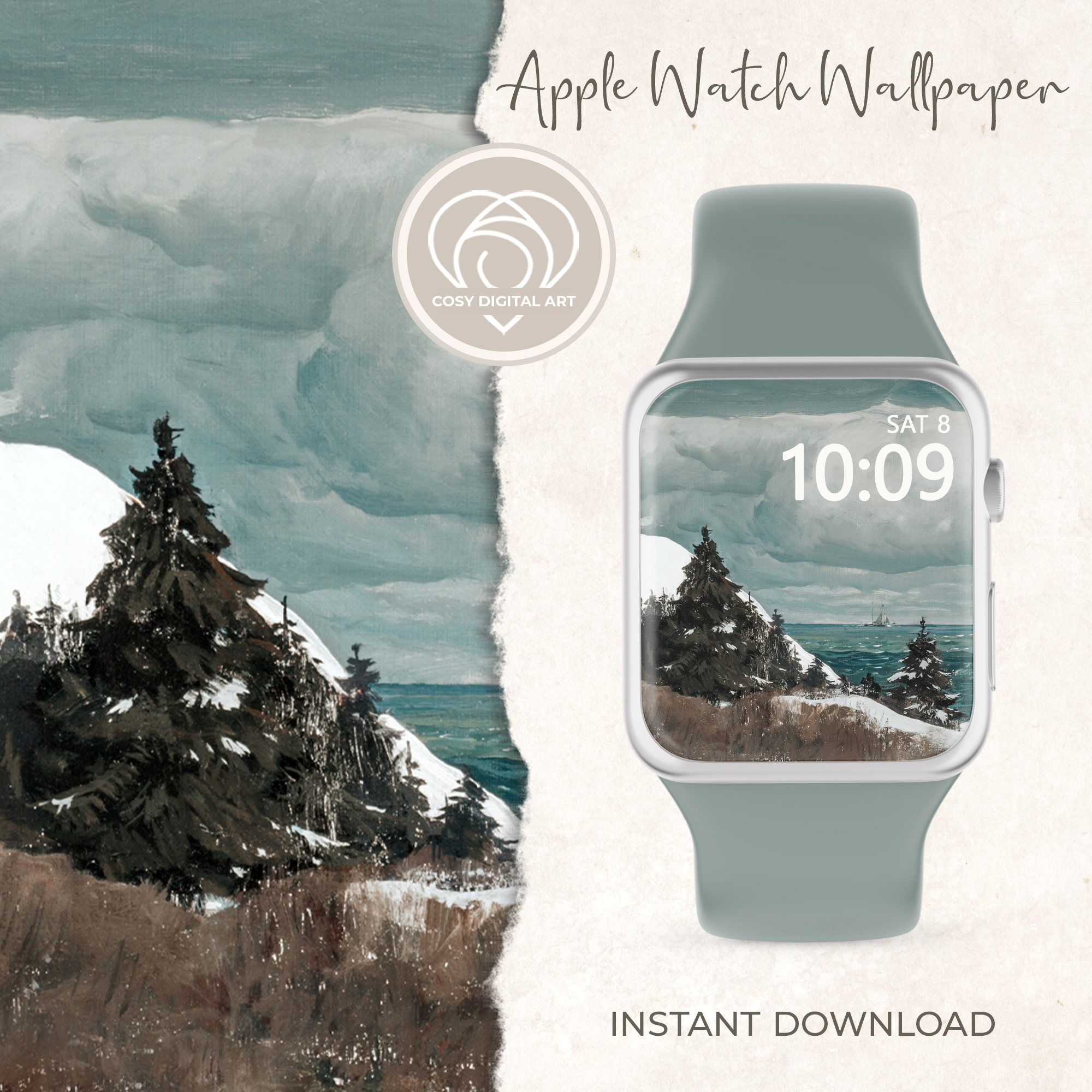 Apple Watch Wallpaper | Christmas Winter Landscape Sea Trees | Inspire ...