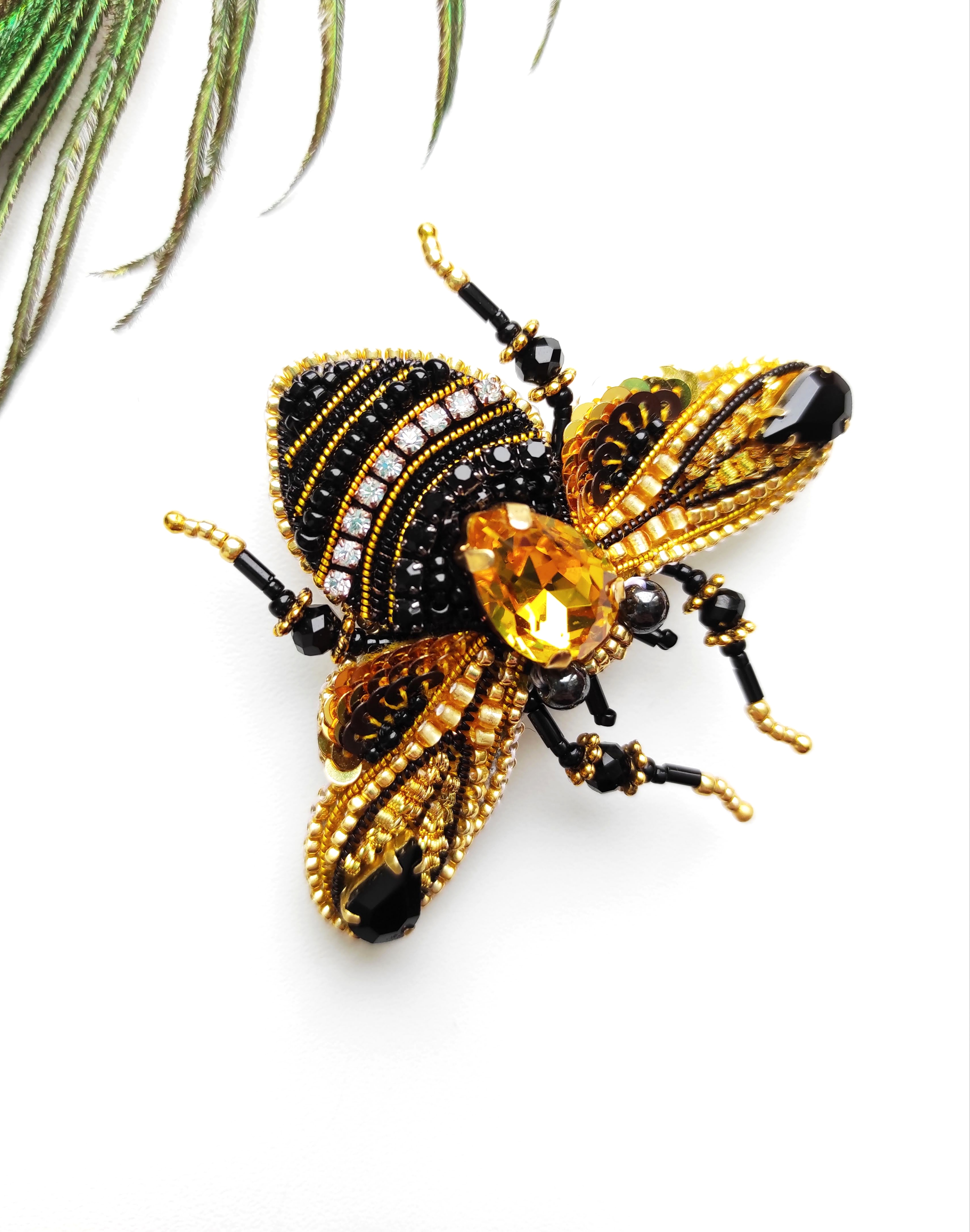 Beaded insect brooch, insect pin, mooth brooch, butterfly br - Inspire ...