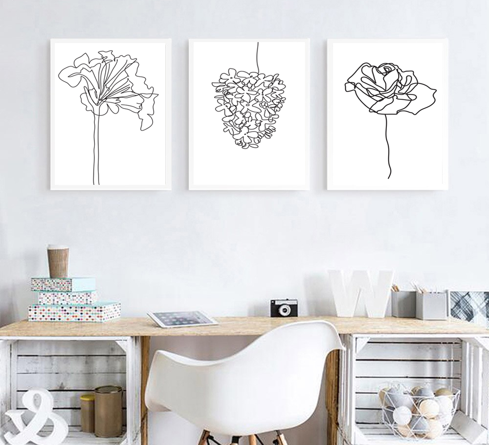Flower Line Print Digital Prints Botanical Art Floral Line D | Inspire ...