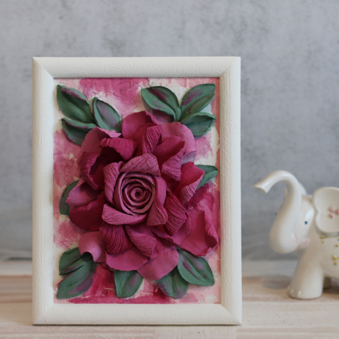 White framed rose, decorative plaster flower, sculpture pain | Inspire ...