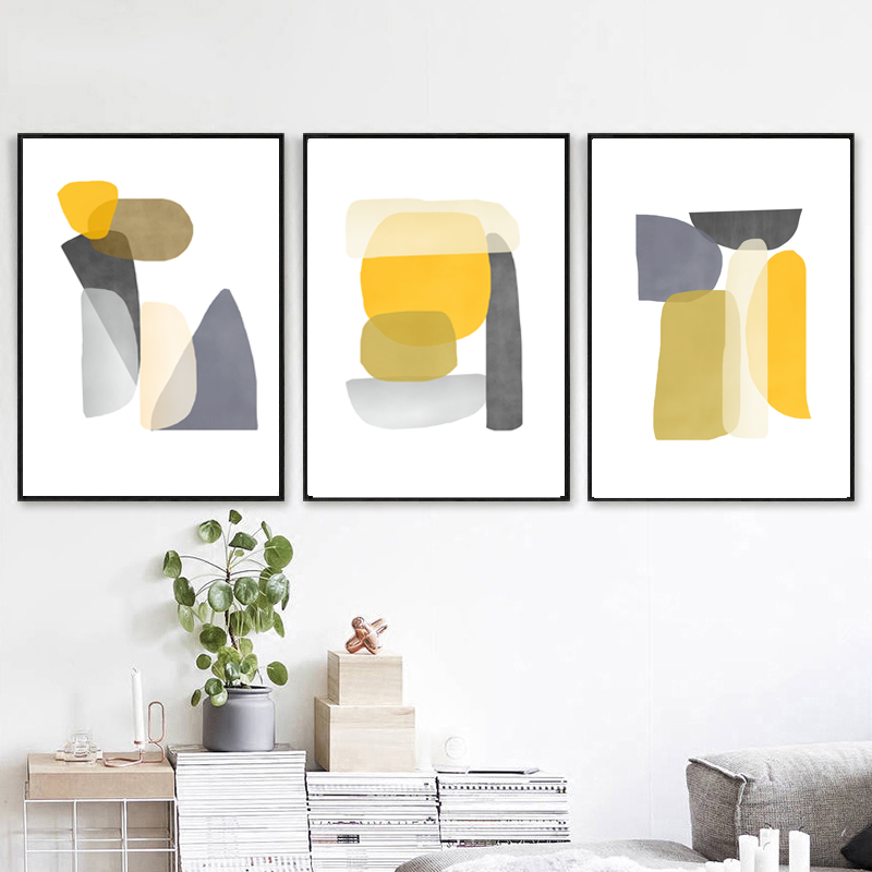 Abstract Printable Yellow Gray Wall Art Abstract Geometric S - Inspire ...