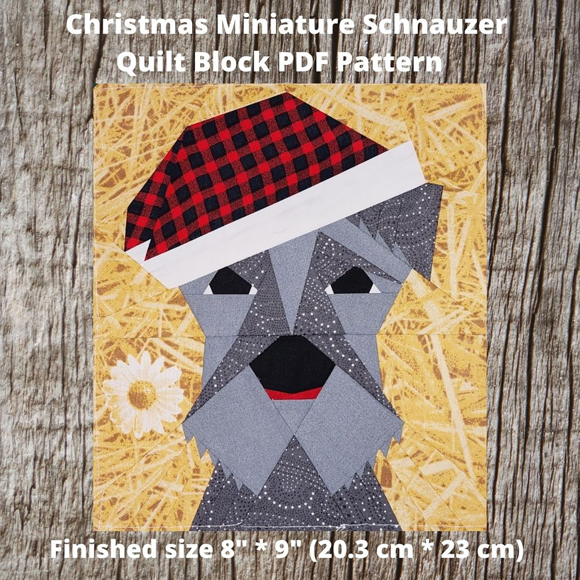 Christmas Miniature Schnauzer Quilt Block PDF Pattern | Inspire Uplift