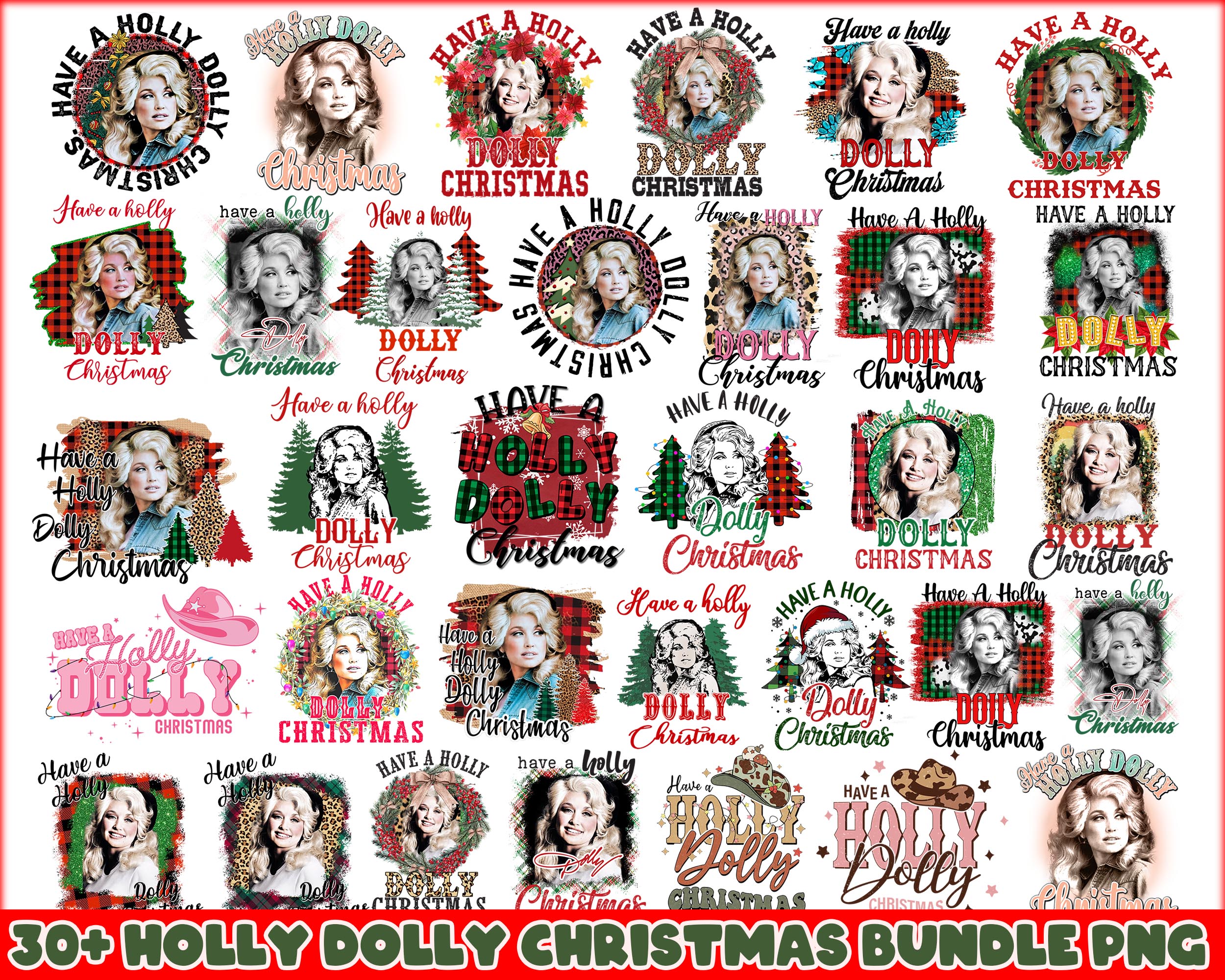 Christmas Holly Dolly PNG Bundle , Have A Holly Dolly, Holly | Inspire ...