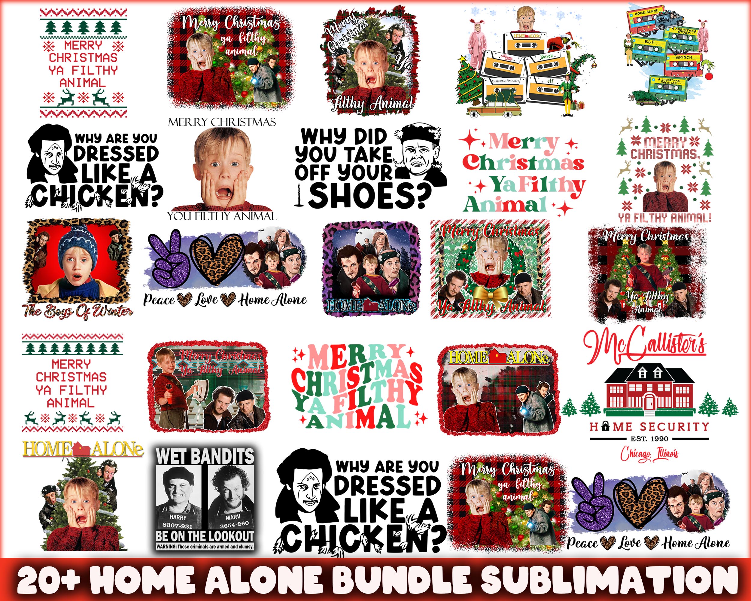 Home Alone bundle, Christmas characters PNG bundle, Christas | Inspire ...