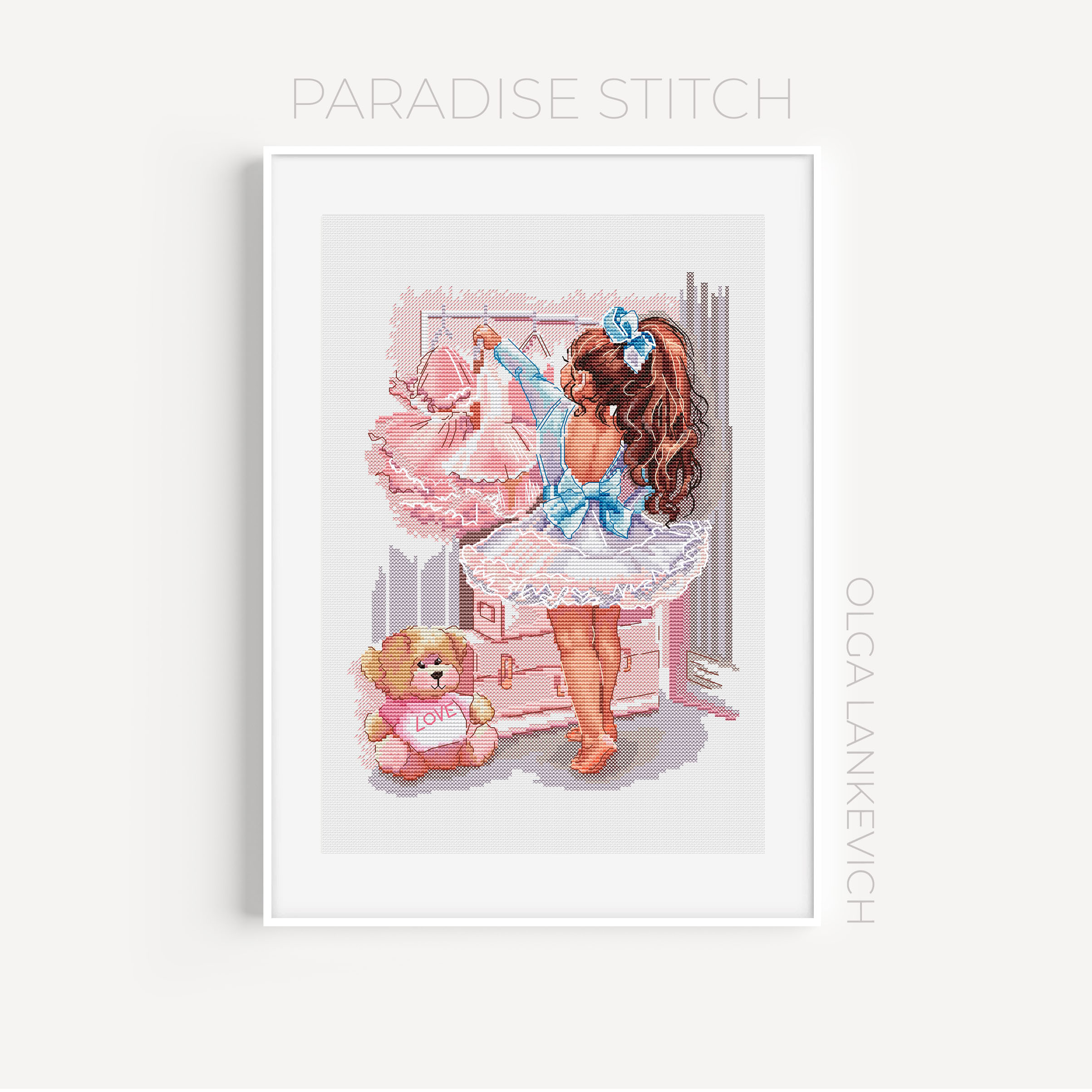 Little Fashion Girl cross stitch pattern PDF and Saga - Inspire Uplift