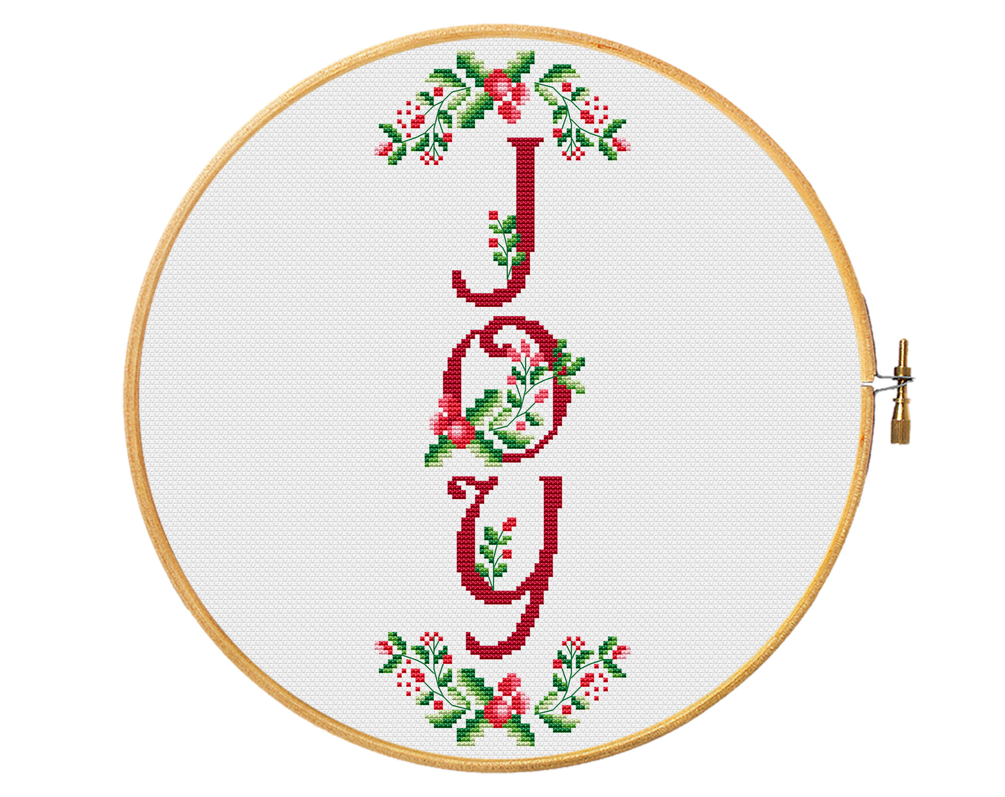 JOY cross stitch pattern in folk style, easy beginner cross | Inspire Uplift