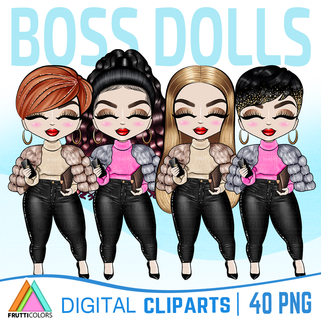 Boss Girl Clipart Bundle - Fashion Dolls - 40 PNG - Inspire Uplift