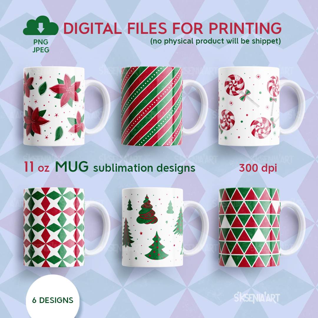 Christmas Ornaments Bundle, 11oz Mug Sublimation Designs, PN | Inspire ...