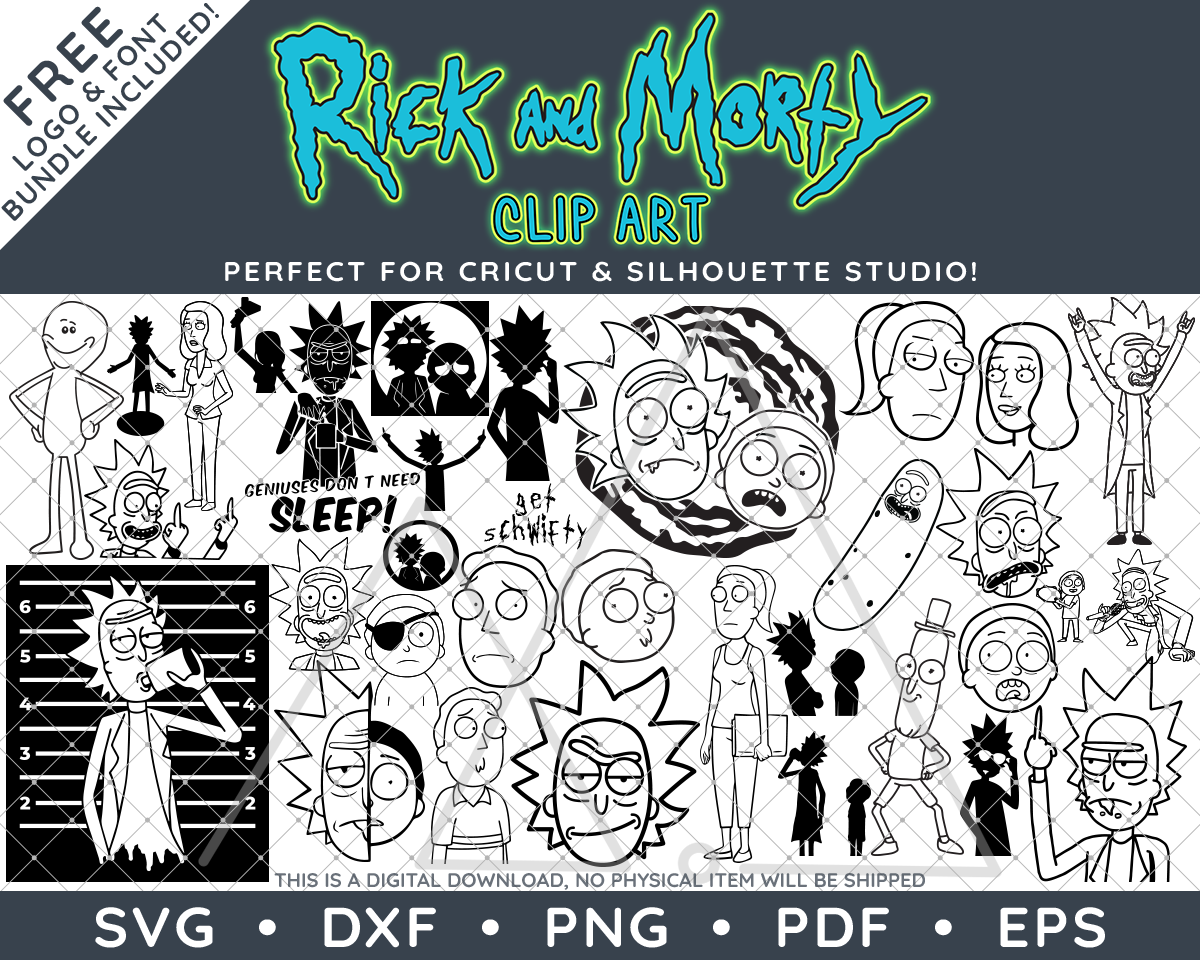 Rick and Morty Mega Clip Art Bundle SVG DXF PNG PDF - Over 4 - Inspire ...