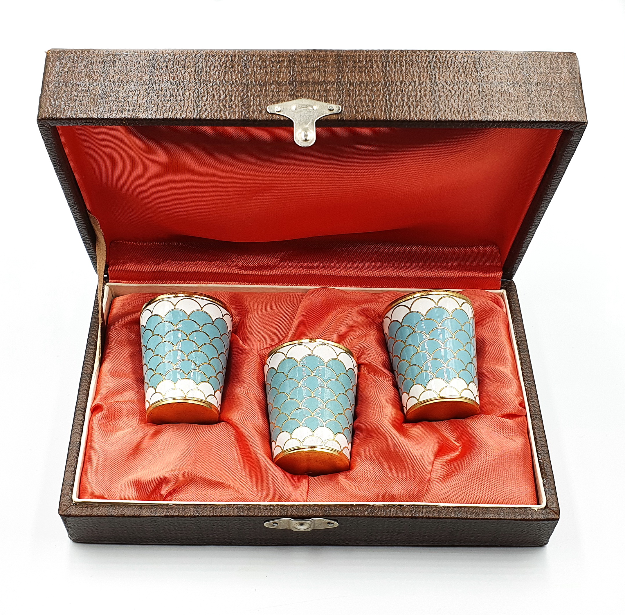 RUSSIAN ENAMEL VODKA SHOT GLASS SET STOPKA CUPS IN GIFT BOX | Inspire ...