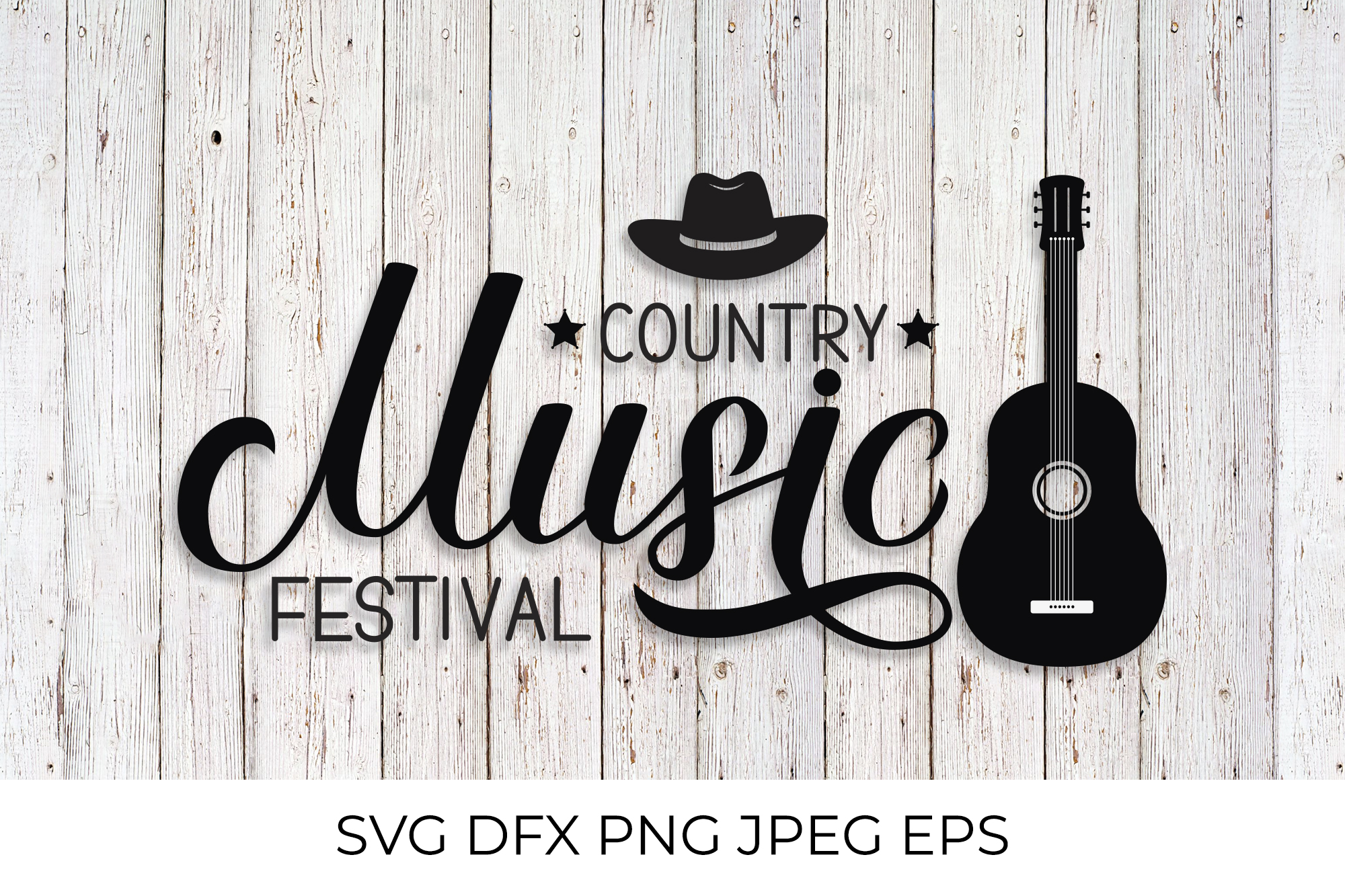 Country Music festival lettering with hat and guitar SVG | Inspire Uplift