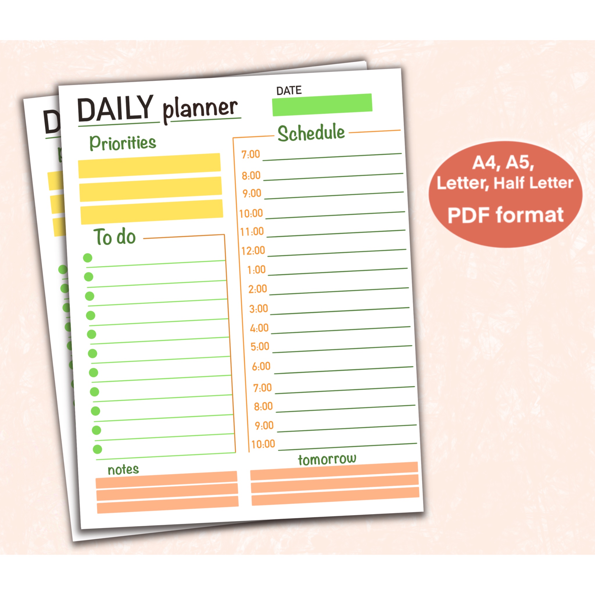 Daily Planner, Printable Daily Planner, Daily Checklist, Dai | Inspire ...