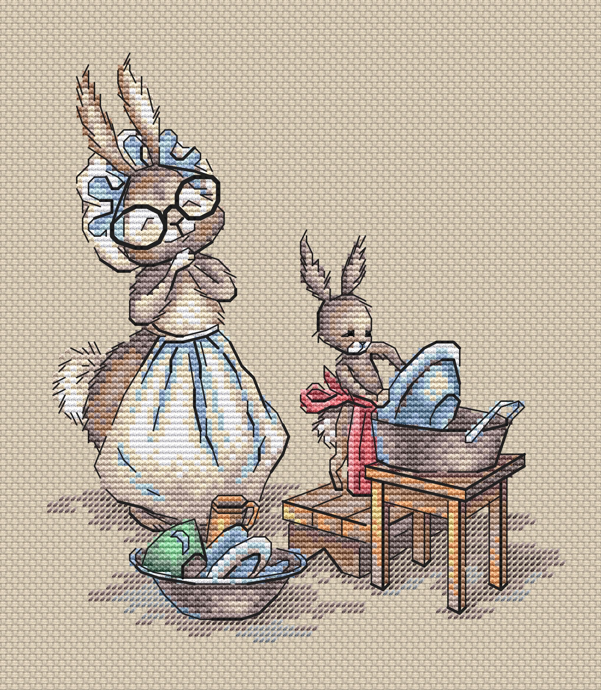 Bunny Cross Stitch Pattern Grandmother Cross Stitch Pattern | Inspire ...